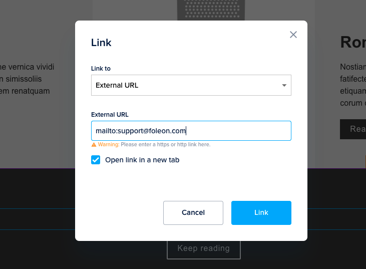 Making a clickable link to an email address