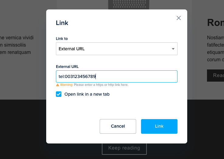Making a clickable link to a phone number