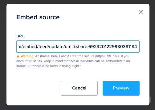 How to embed LinkedIn