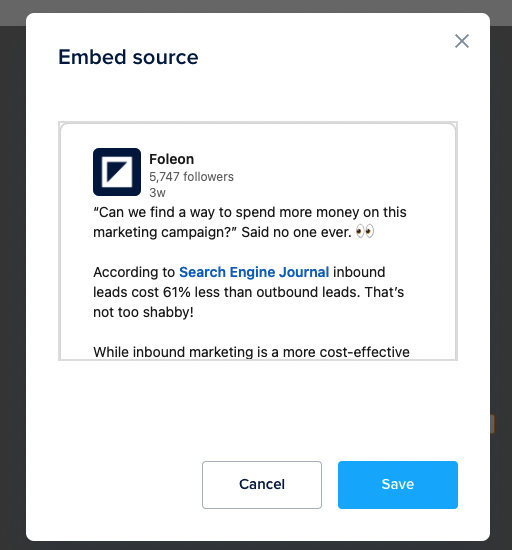 How to embed LinkedIn