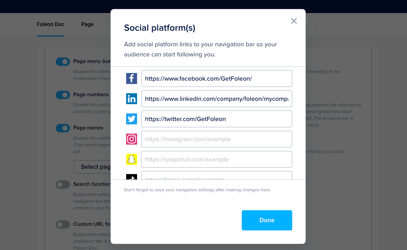 How to set social page icons