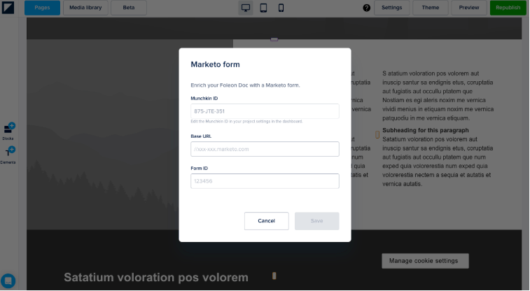 Using the Marketo form element